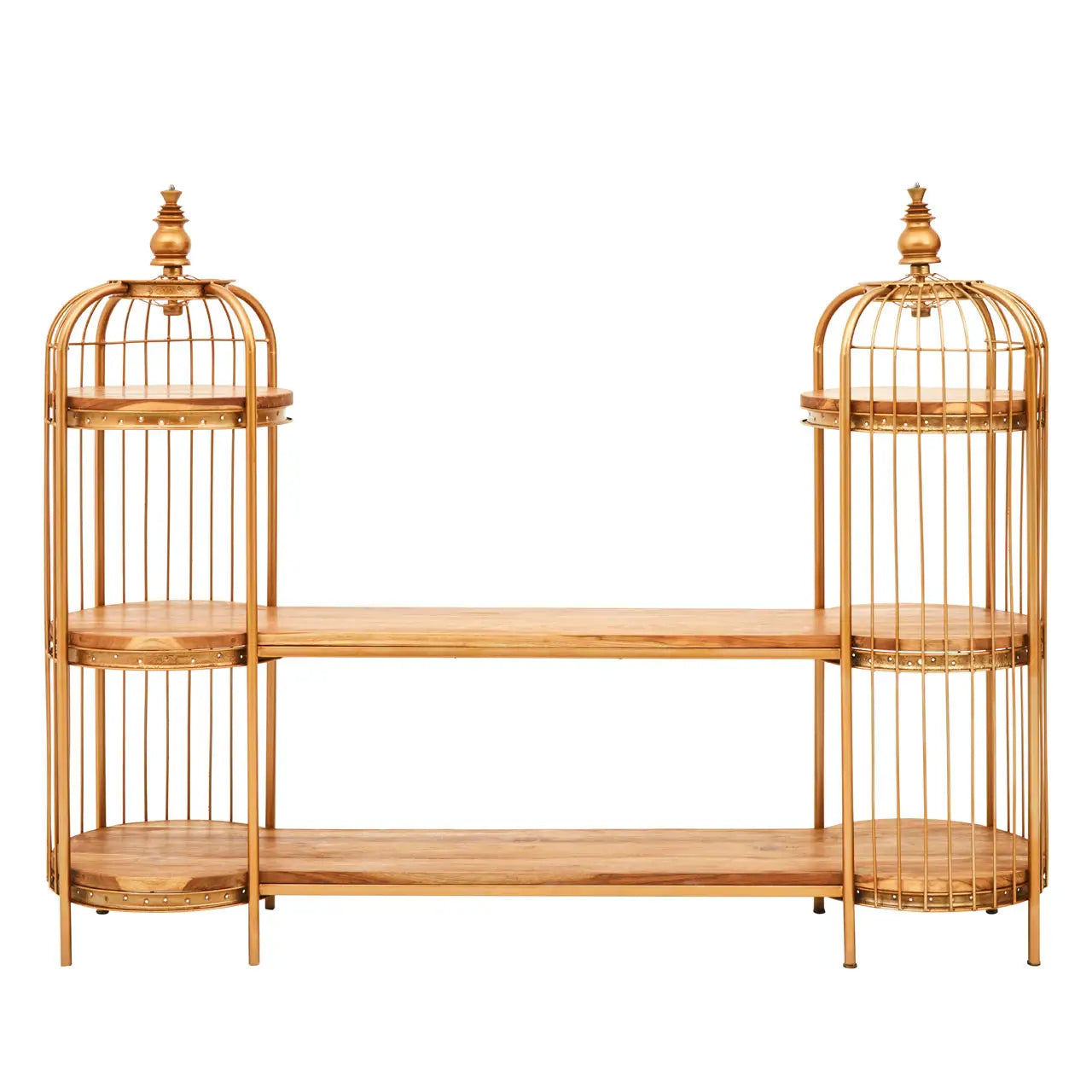 Mantis Long Metal Shelving Unit In Gold | Contemporary Furniture UK