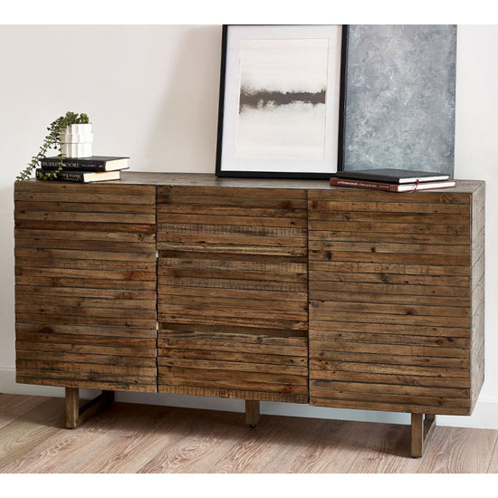 Woburn Reclaimed Pine Wood Sideboard With 2 Doors 3 Drawers ...