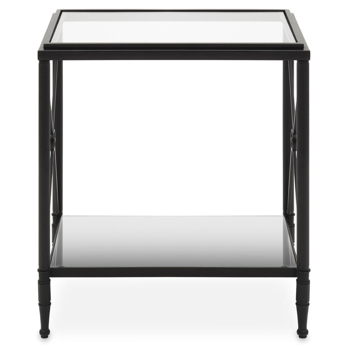 Axis Rectangular Glass Side Table In Black Metal Frame | Elegant ...