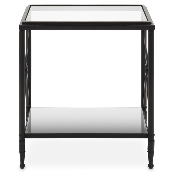 Axis Rectangular Glass Side Table In Black Metal Frame | Elegant ...