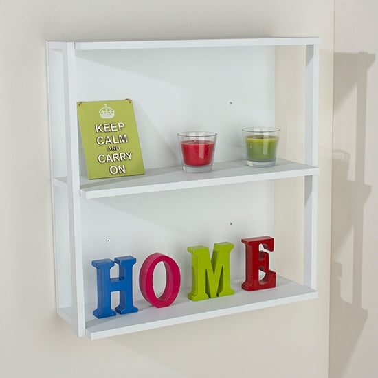 Arran Large Wooden 3 Shelves Narrow Wall Shelf In Matt White | Elegant ...