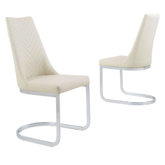 Curva Cream Faux Leather Dining Chairs In Pair | Elegant Furniture UK ...