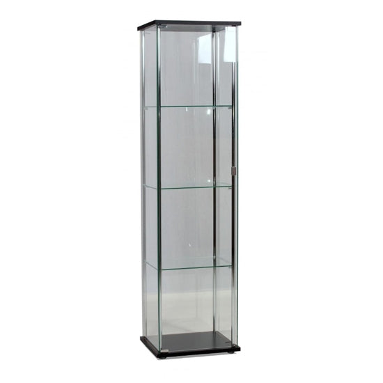 Hatton Clear Glass Display Unit In Chrome And Black With 1 Door ...