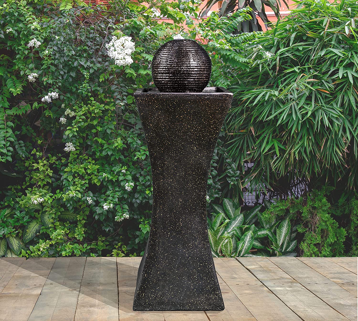 Sequanna Hourglass And Sphere Water Feature With Lights | Elegant ...